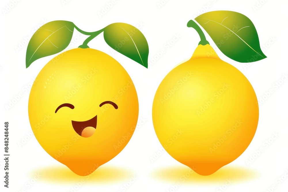 Vector graphic of two lemons, one winking and one singing, shown with ...