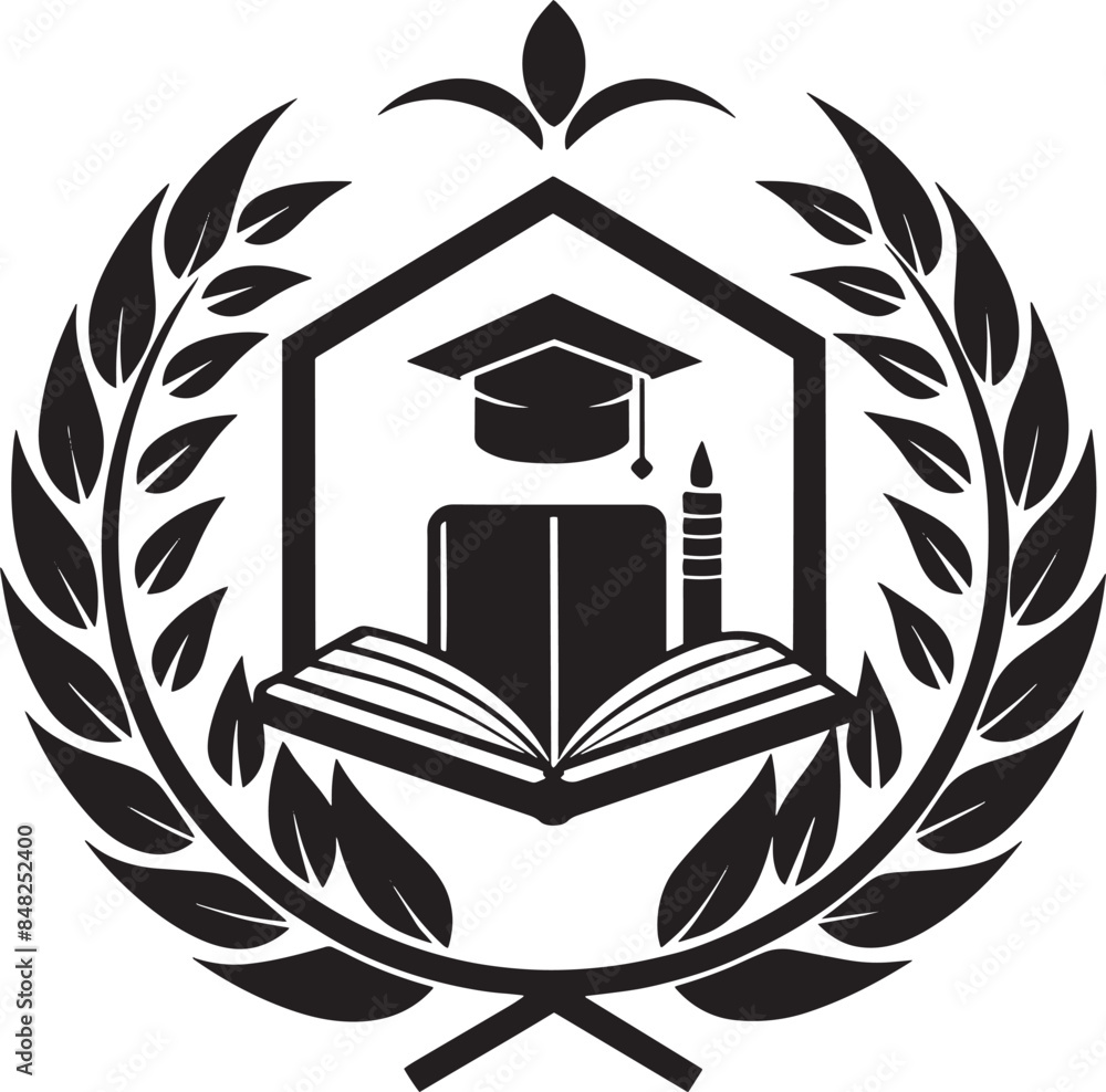 education logo black and white illustration Stock Vector | Adobe Stock