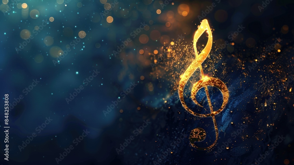 Futuristic blue gold color musical note rhythmic background music Stock ...