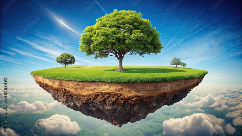 Earth land soil layers with floating landscape island, earth, land ...