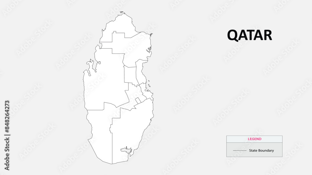 Qatar Map. State map of Qatar. Administrative map of Qatar with states ...