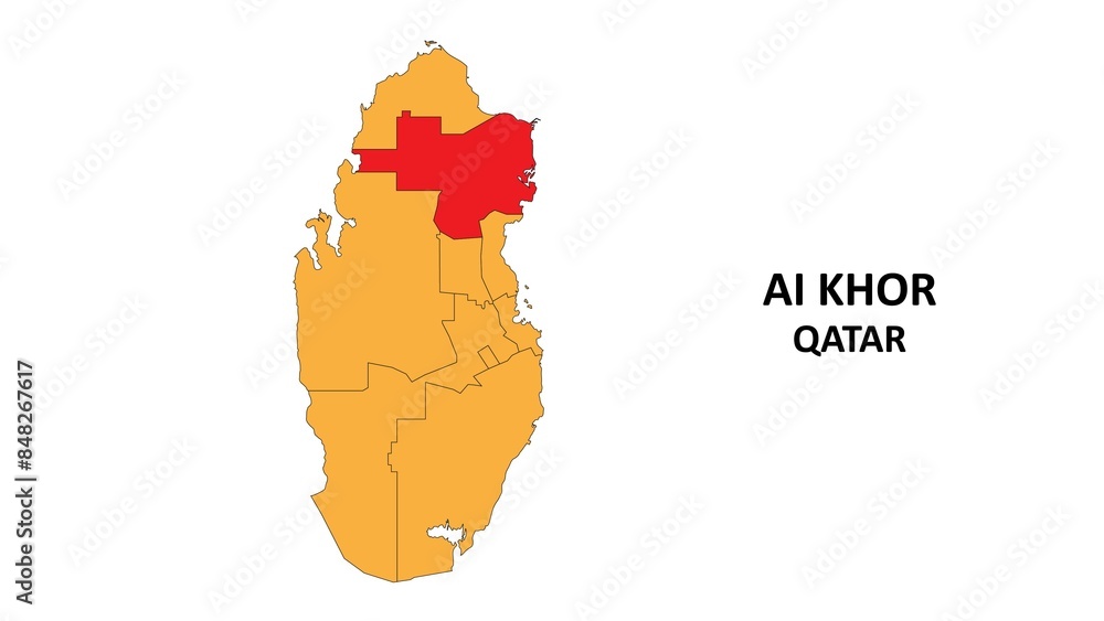 Ai Khor Map in Qatar. Vector Map of Qatar. Regions map of Qatar. Stock ...