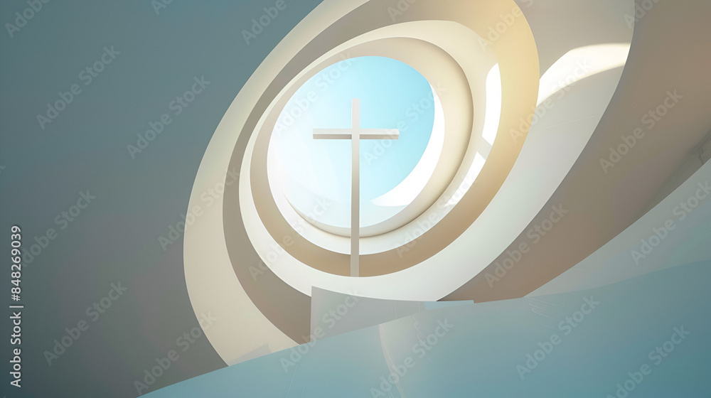 fondo abstracto con diseño en ovalo con una cruz al fondo adentro cruz ...