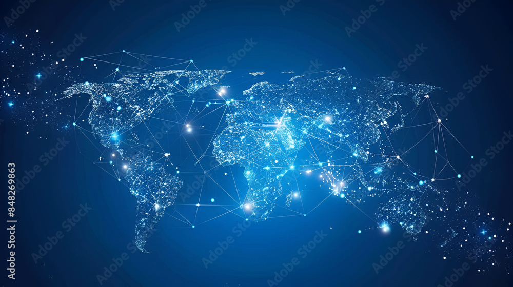 mapa iluminado del mundo con luces y destellos espacio exterior con ...