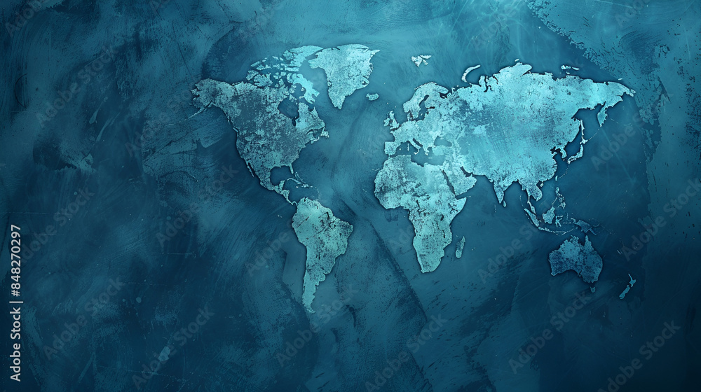 mapa mundial de los continentes mapa geografico en tono azul pintado ...