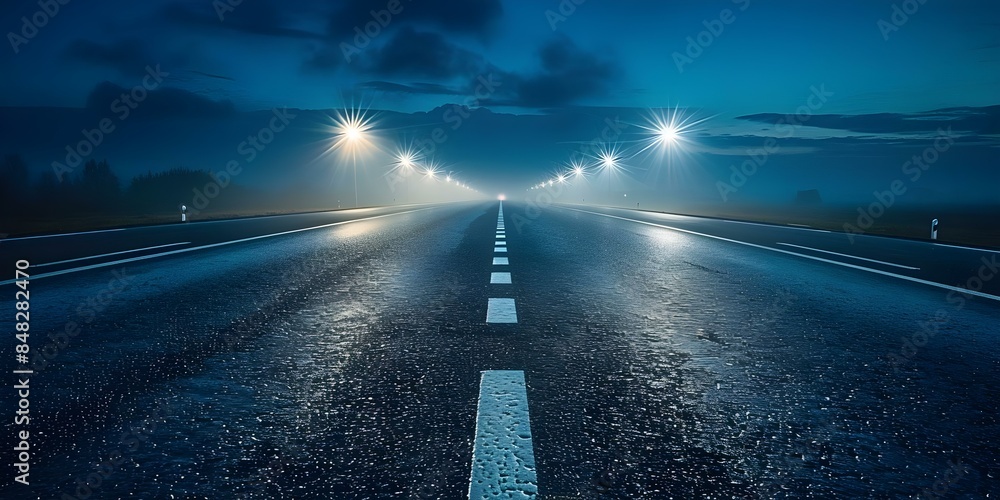 Well-lit road with visible centerline markings for enhanced driving ...
