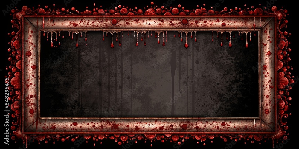 Bloody frame border square with a dark and eerie aesthetic, bloody ...