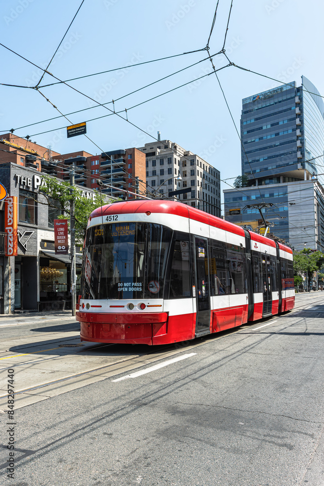 Toronto, Canada - July 20, 2023: A new Bombardier-made TTC streetcar in ...