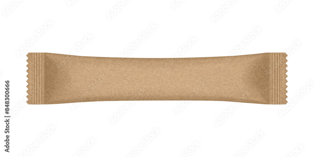 Brown sugar stick. Kraft paper texture. Blank sugar sachet packaging ...