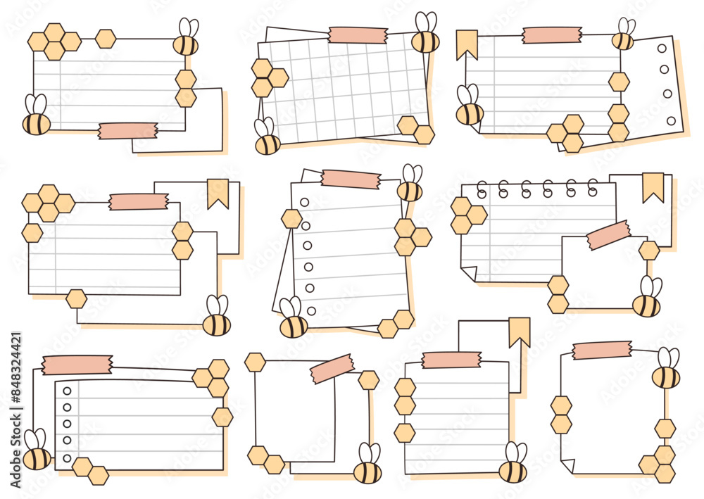 Notepads and reminder. Paper sheets, note, to do list, organizer and ...