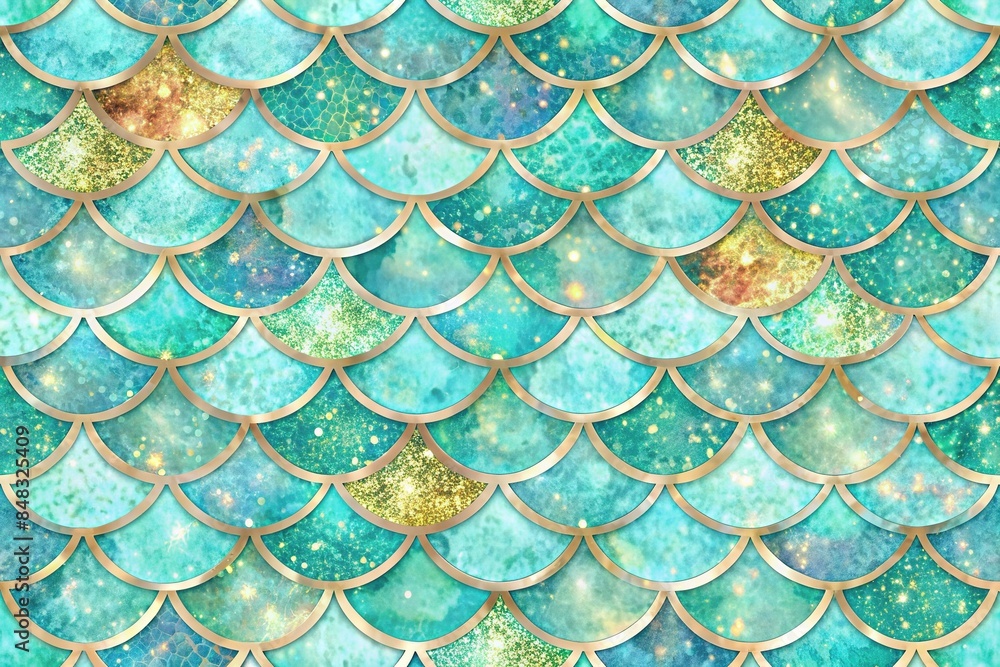 Mermaid scale pattern with gold glitter accents, Mermaid, scale ...