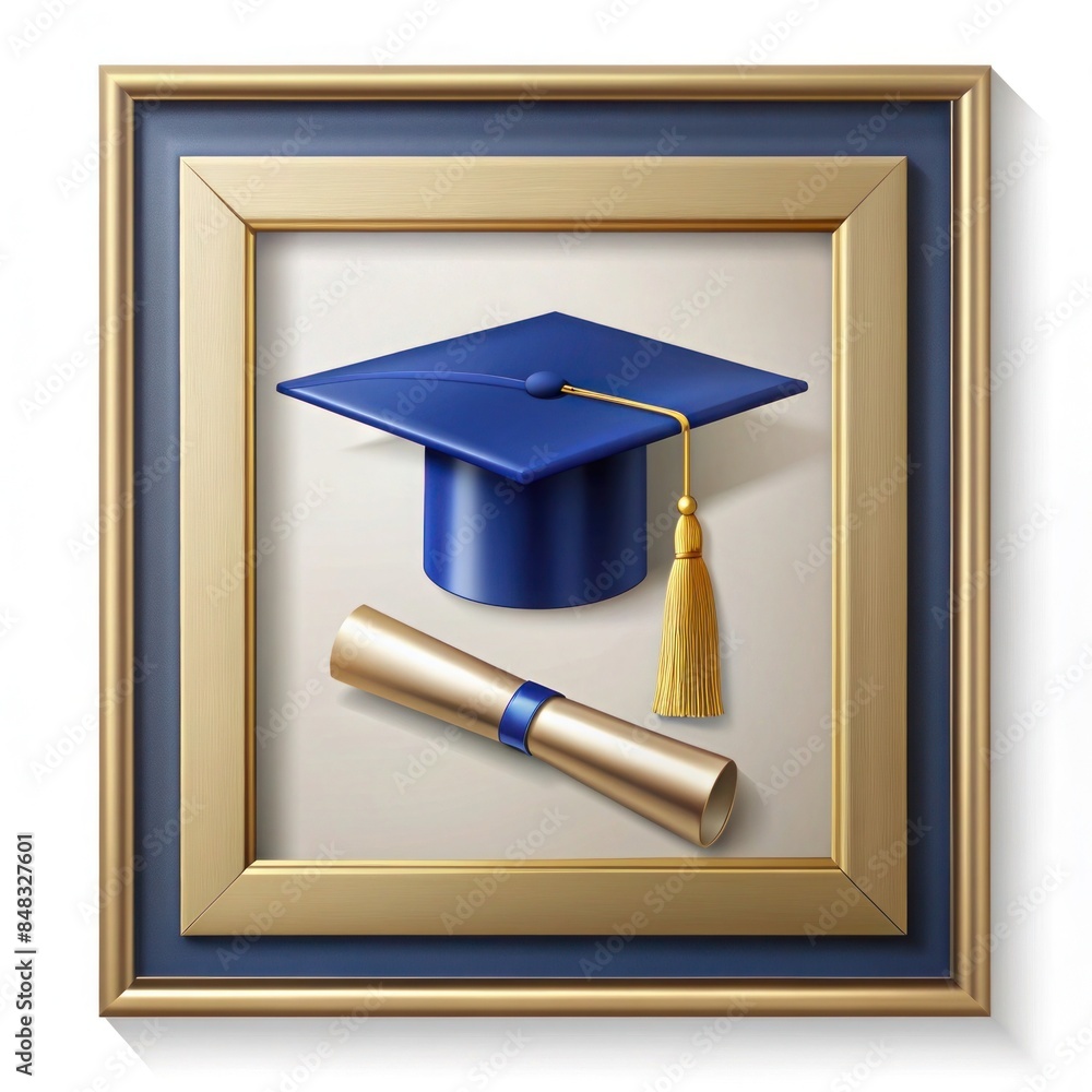 premium graduation certificate border frame vector in blue and gold ...