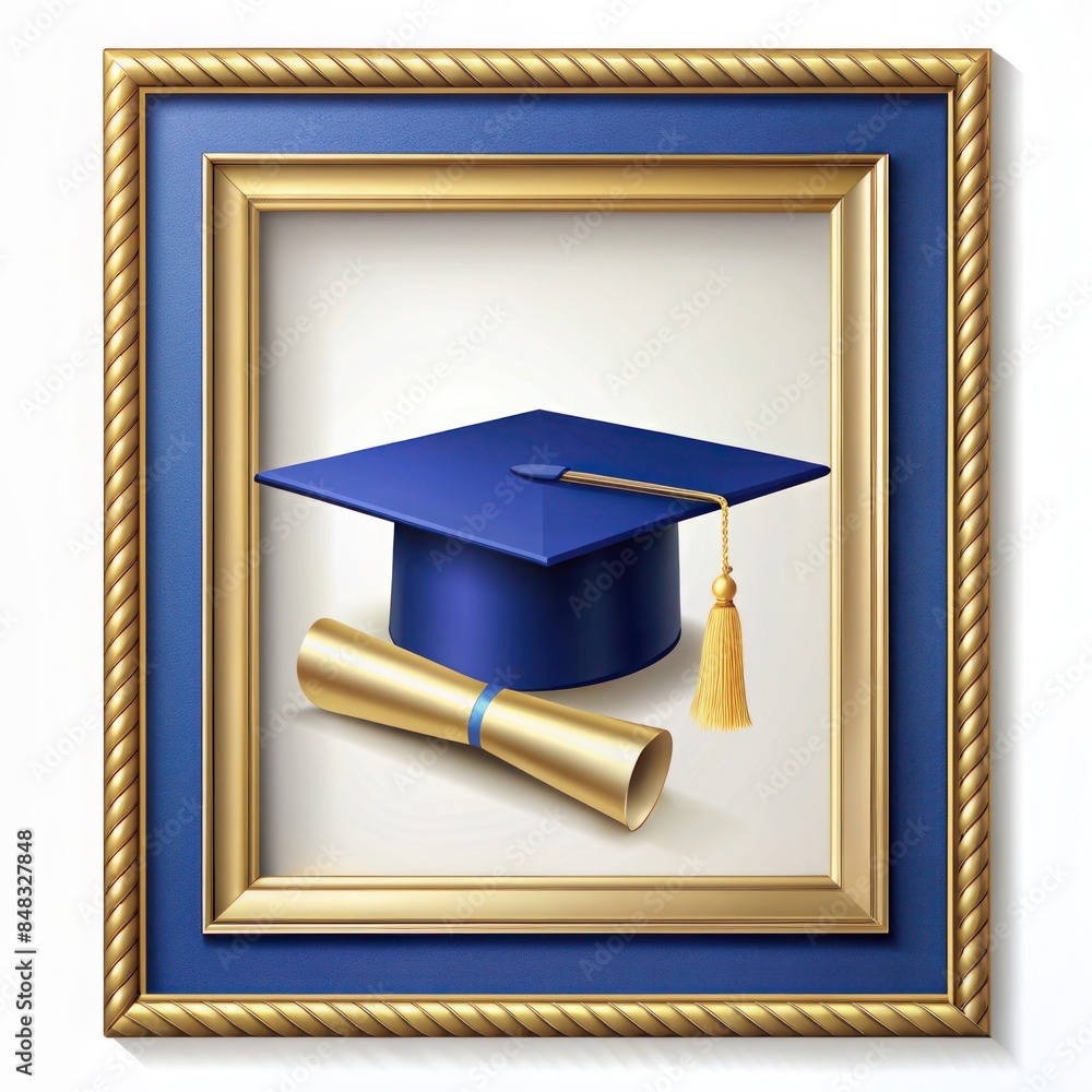 modern sleek blue and gold border frame vector for graduation ...
