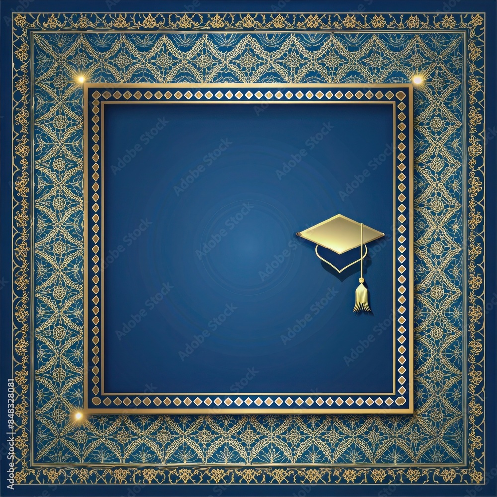 sophisticated graduation certificate border frame vector in blue and ...
