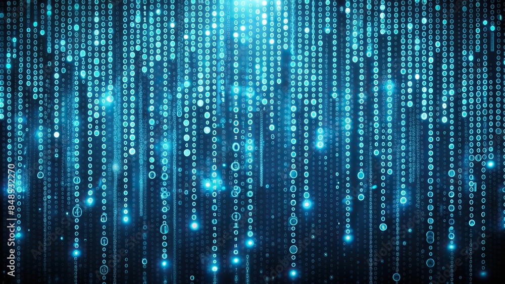 Falling digital number matrix code in petrol blue , technology, data ...