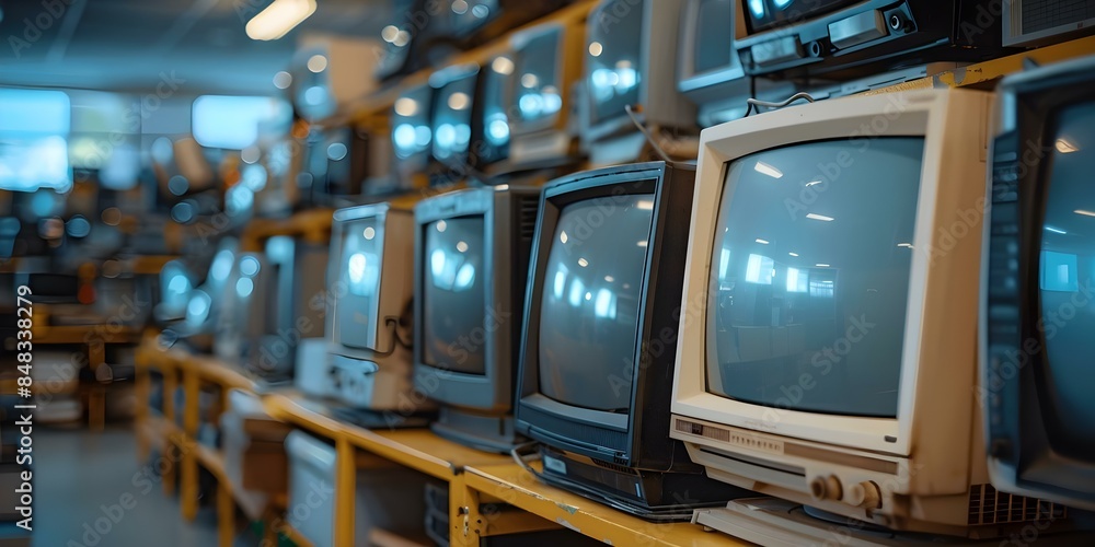 Recycling center displays old monitors highlighting ewaste issue and ...
