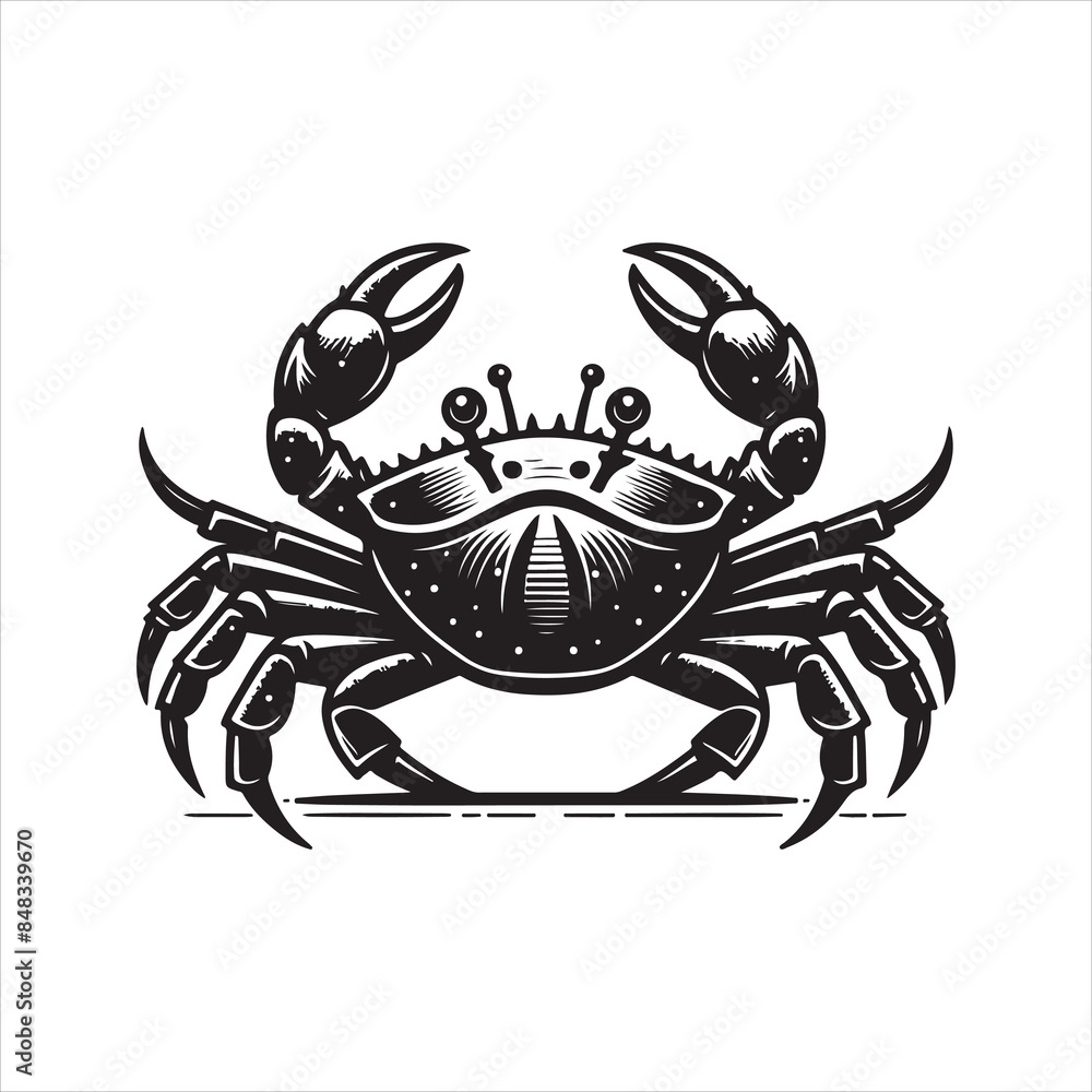 crab clipart, illustration white and black Stock Vector | Adobe Stock