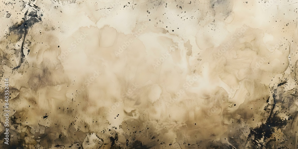 Vintage distressed parchment background with ink spatter and elegant ...