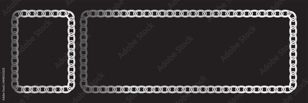Chain pattern brush set. Cartoon metal different chain borders and ...