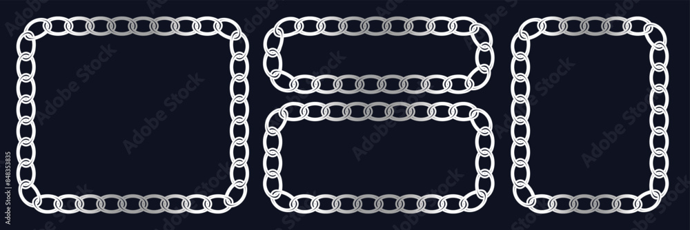 Chain pattern brush set. Cartoon metal different chain borders and ...