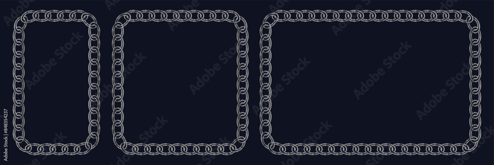 Chain pattern brush set. Cartoon metal different chain borders and ...