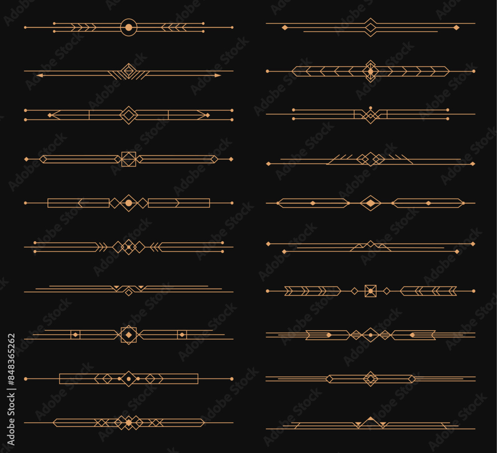 Photo & Art Print Golden art deco dividers, menu border elements, elegant ornament frame vector ...