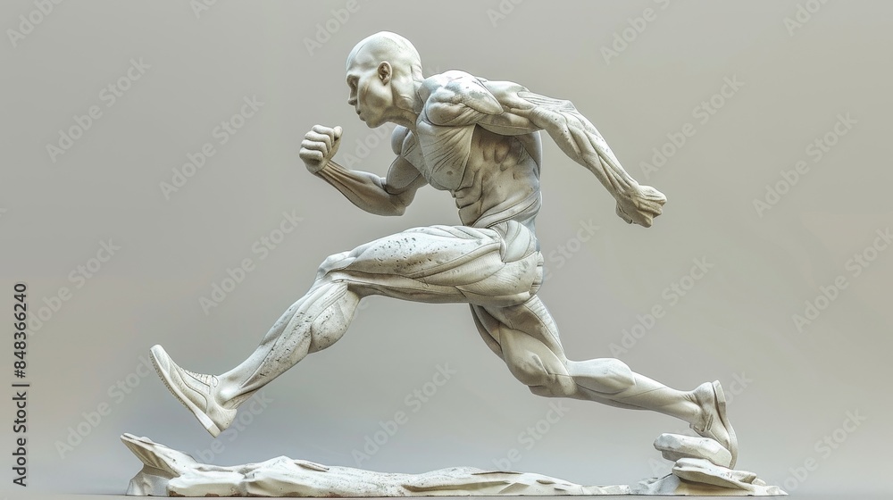 3D Modeling of A marathon runner nearing the finish line, showing the ...