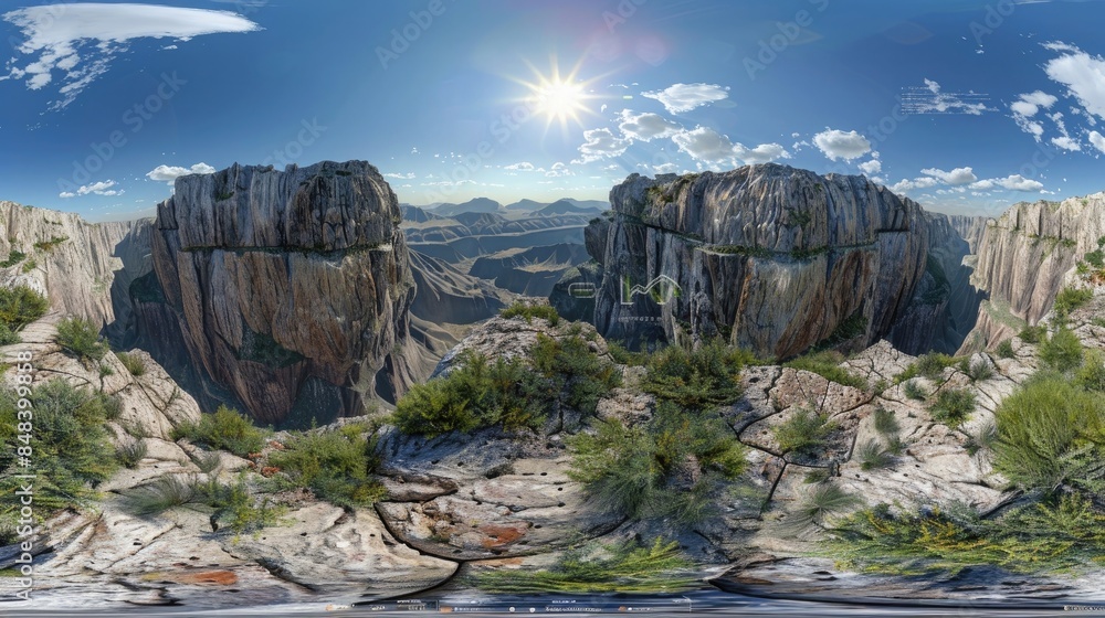 360 degree view of a canyon in HDRI equirectangular projection, canyon ...