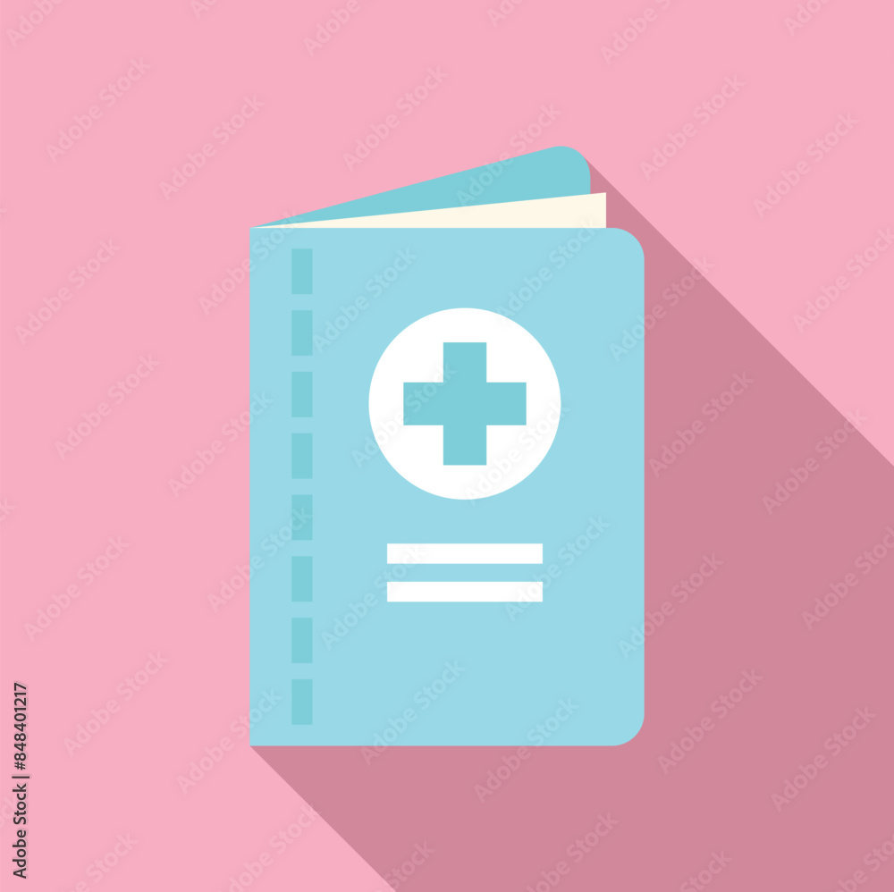 Open medical record book displaying a prominent cross symbol, embodying ...