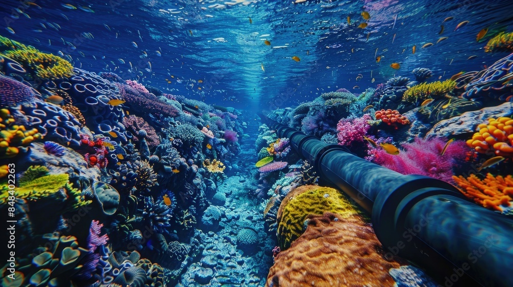 A captivating underwater panorama showcasing the harmony between ...