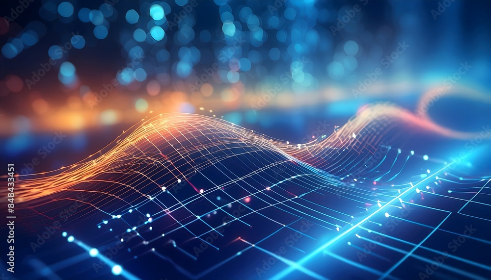 Abstract connected dots and lines. Concept of AI technology, Motion of digital data flow. Cloud ...