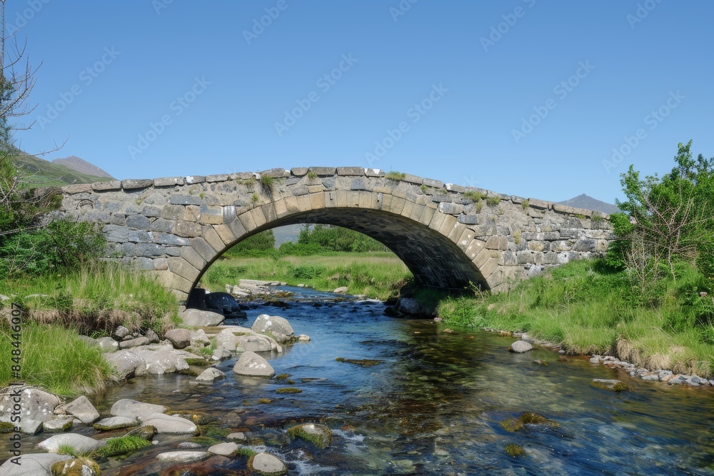 A photograph of the historic stone bridge in Scotland, with its arched ...