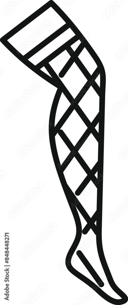 Simple outline icon of a woman leg wearing fishnet tights, a fashion ...