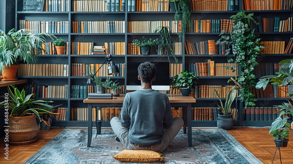 An online learning setup with a student attending a virtual class ...