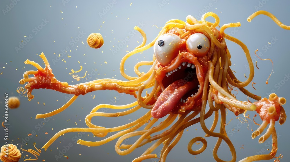 Flying spaghetti monster pasta halloween food cute cartoon pastafarian ...