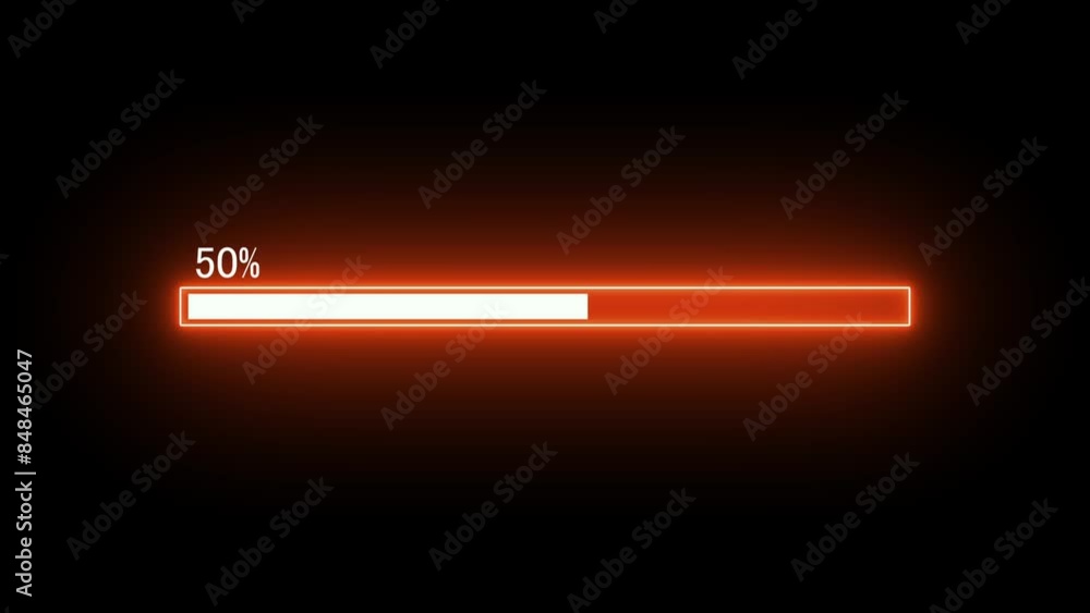 Amazing neon light progress bar animated on black background, Loading ...