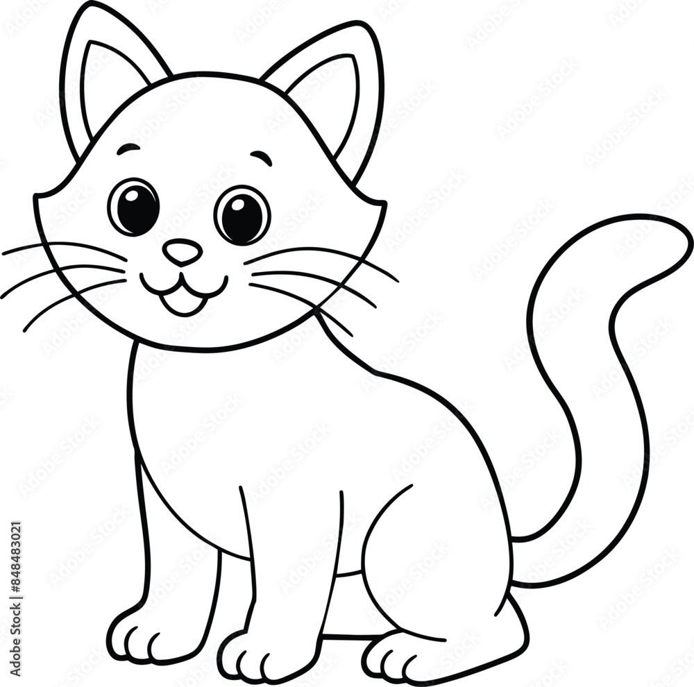 Coloring book or Coloring page for kids Cat vector clipart Nature ...
