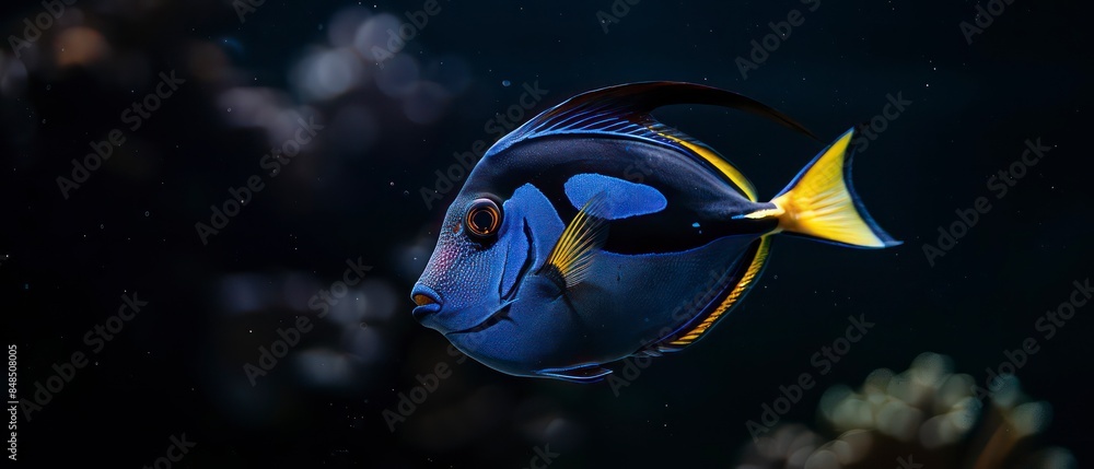 Blue Tang colorful marine fish known for its vibrant blue coloration ...