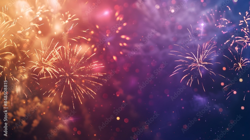 American Flag colors and fireworks mockup background with copy space ...