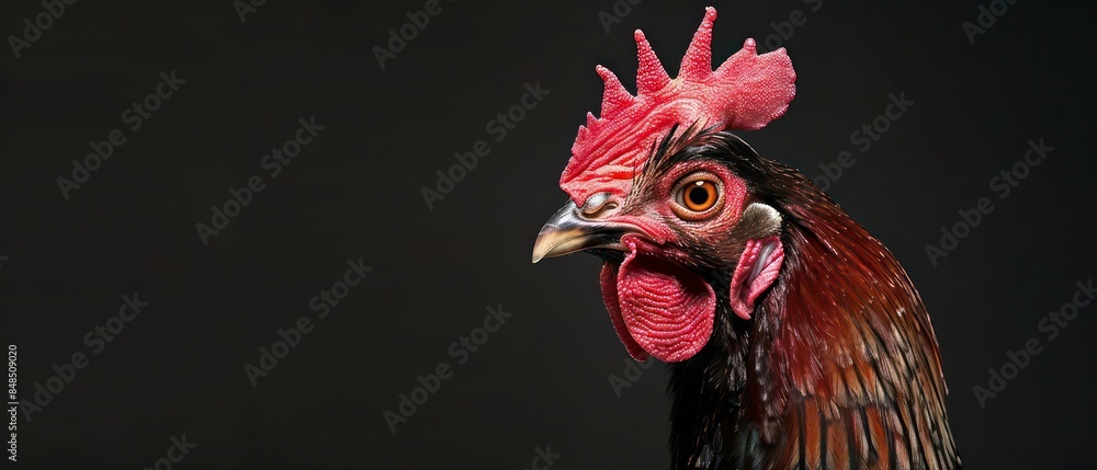 Rooster, male chicken known for its vibrant plumage, distinctive ...