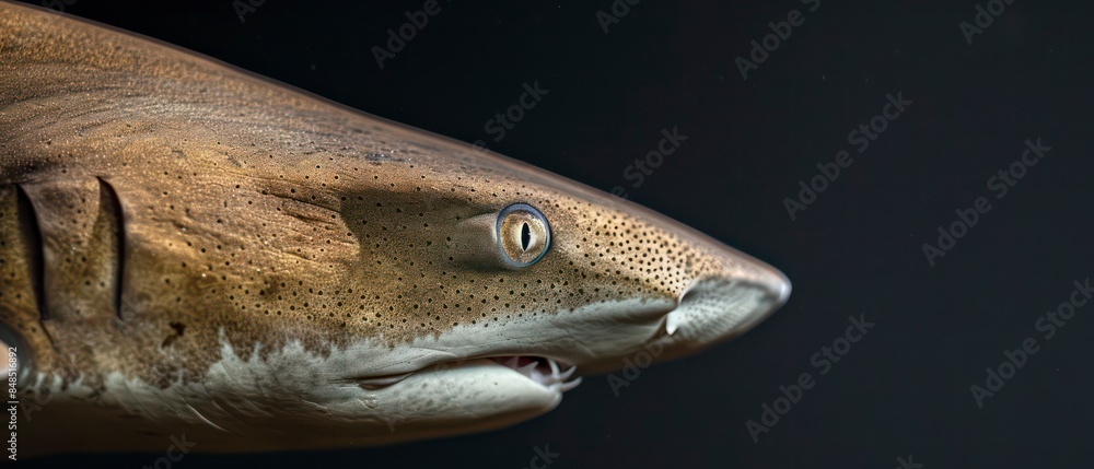 sleek shark swimming gracefully through the blue ocean waters, its ...
