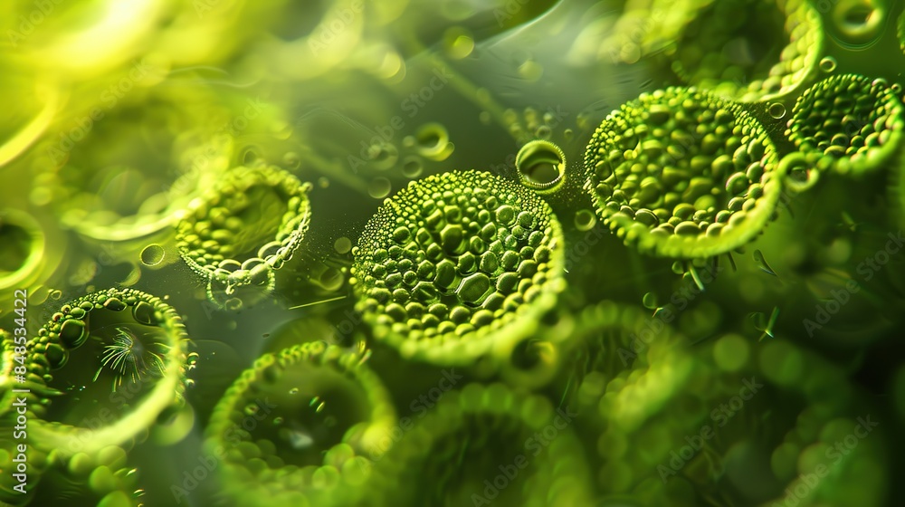 Examining Green Algae Up Close: A Macro Shot in a Science Lab Setting ...