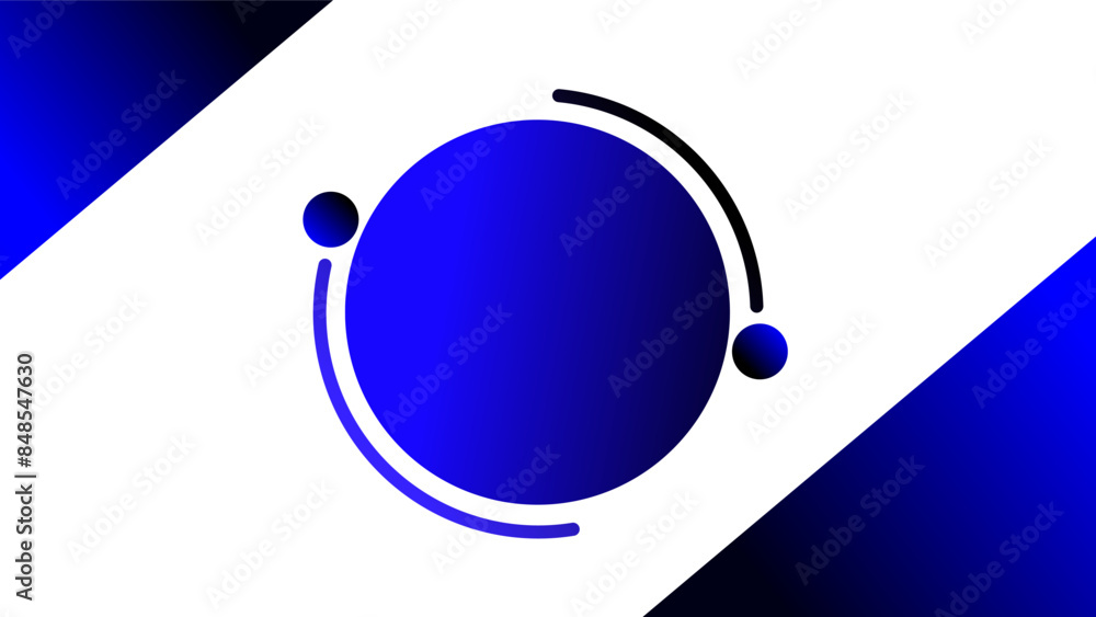 Blue spinning circle frame at the center of a white background with ...