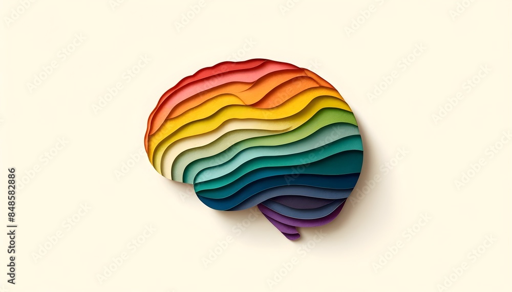 Autism Spectrum Brain in Gradient Paper Layers. A minimalistic brain ...