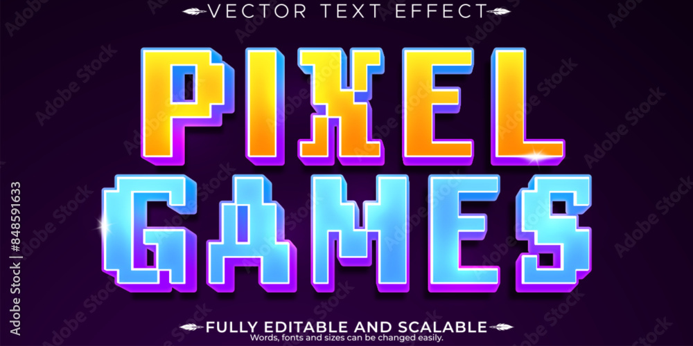 Arcade text effect, editable pixel and retro text style Stock Vector ...
