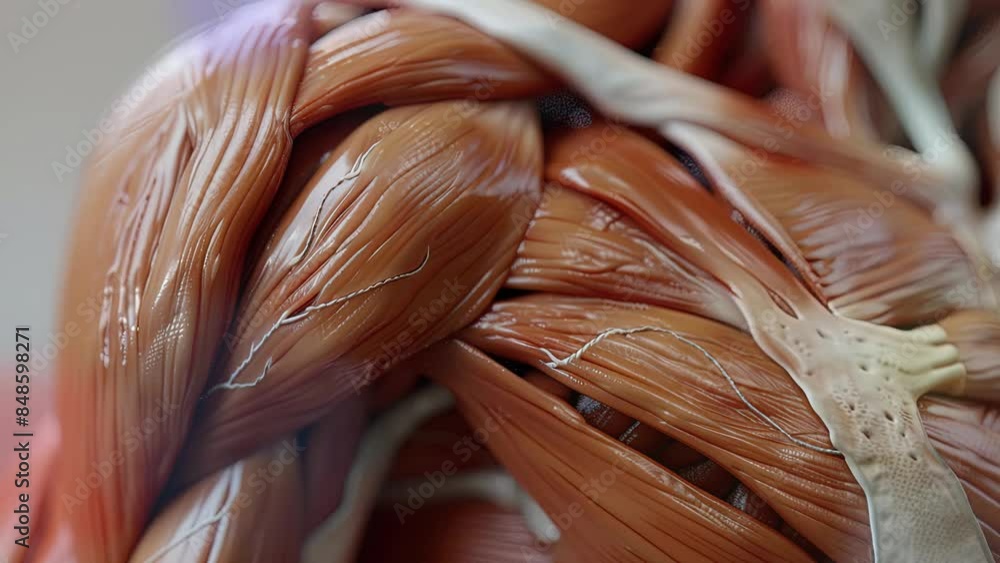 Detailed Shoulder and Elbow Muscle Fibers in 3D. Ultra Realistic Close ...