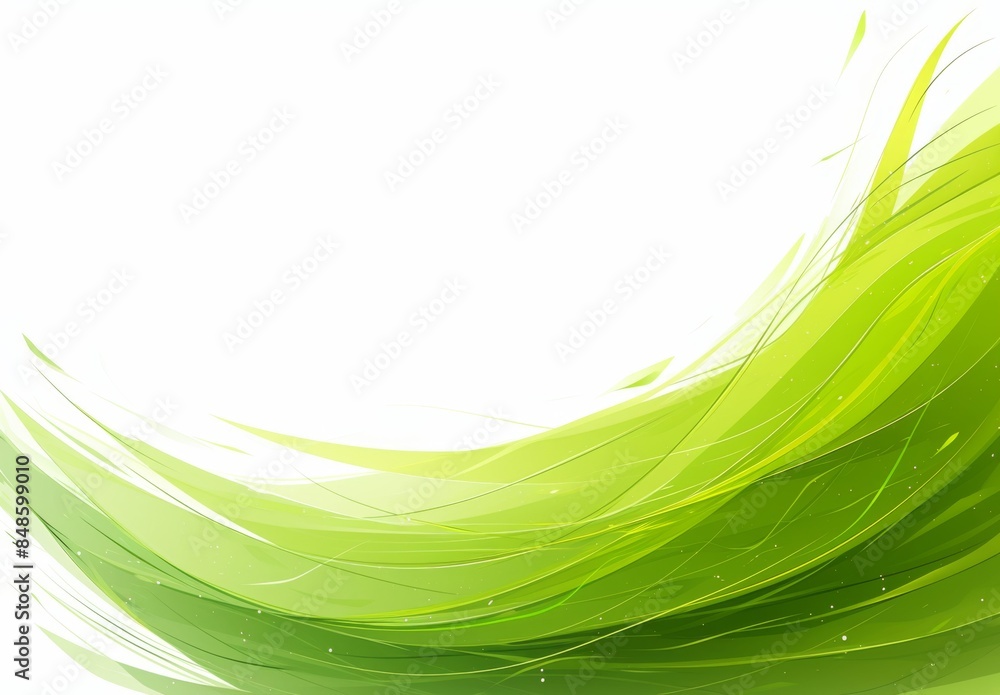 Vector Banner Design with Light Green Wavy Lines on White Background ...
