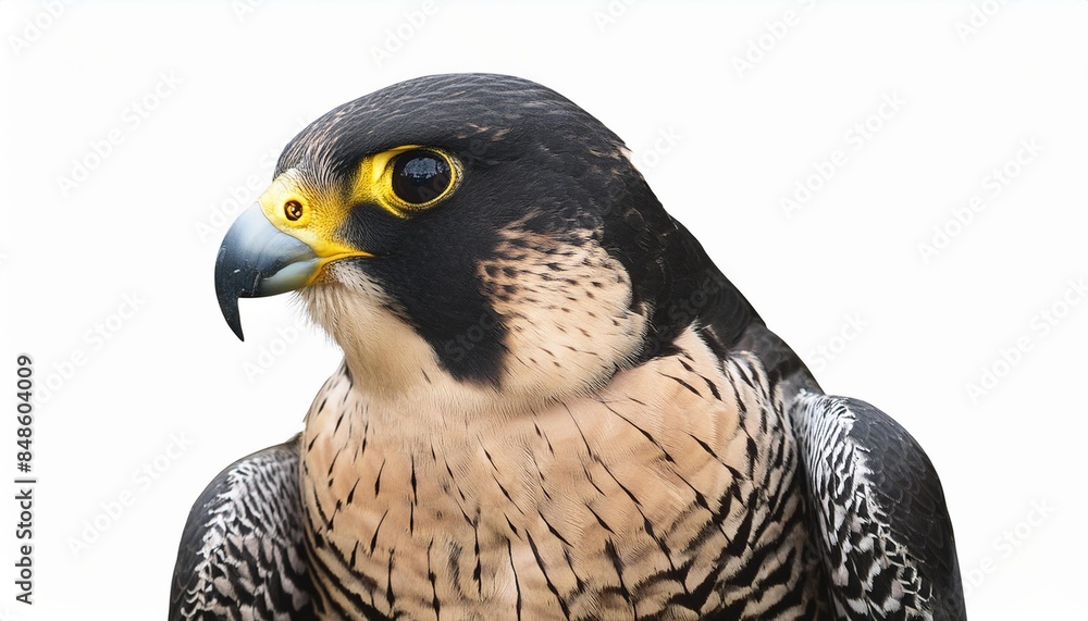majestic peregrine falcon bird from its side isolated on transparent ...