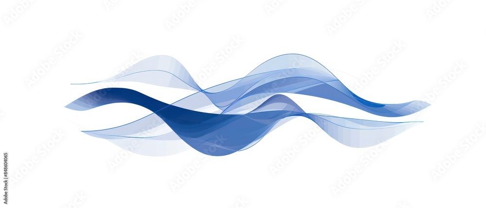 Blue wave illustration with curved lines and swirls, creating a ...