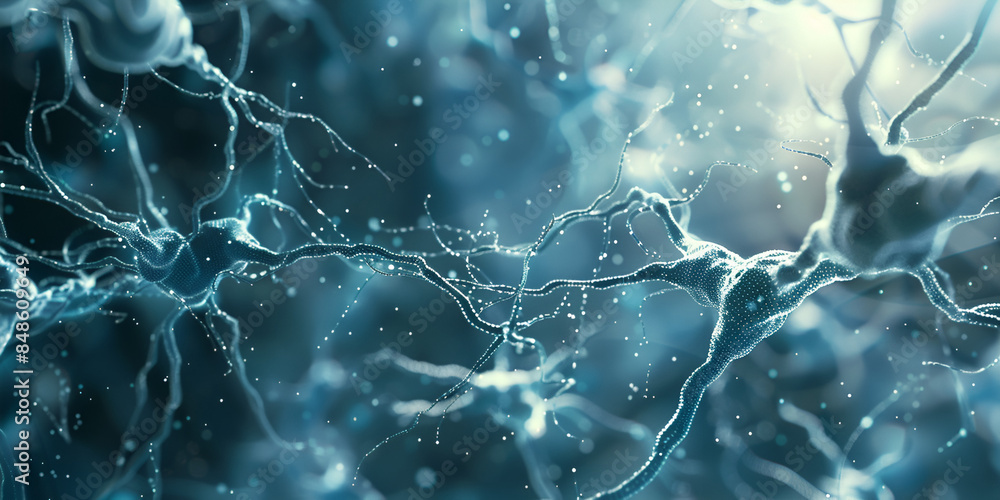 Microscopic View of Neural Activity Neurons Firing in the Brain Interconnected Neural Cells and ...